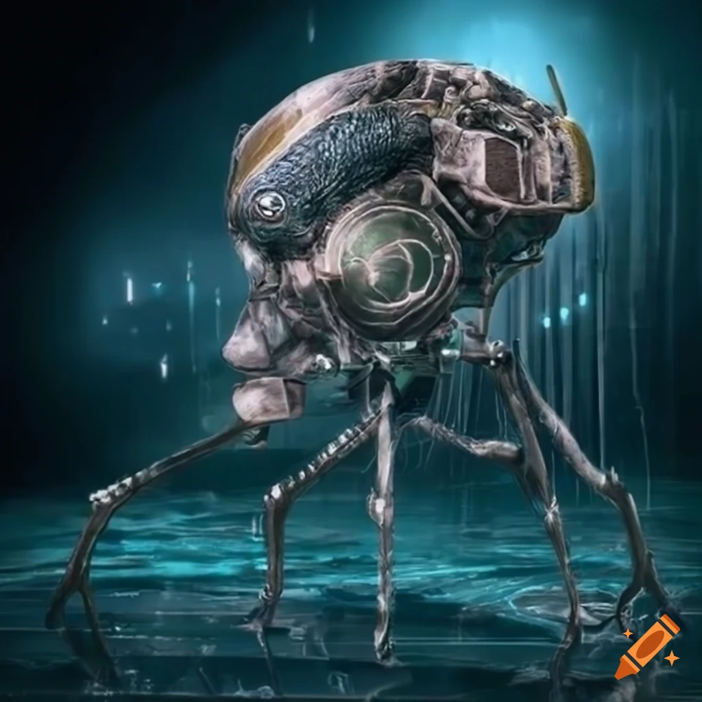 Surrealist artwork of alien machines and spaceship on Craiyon