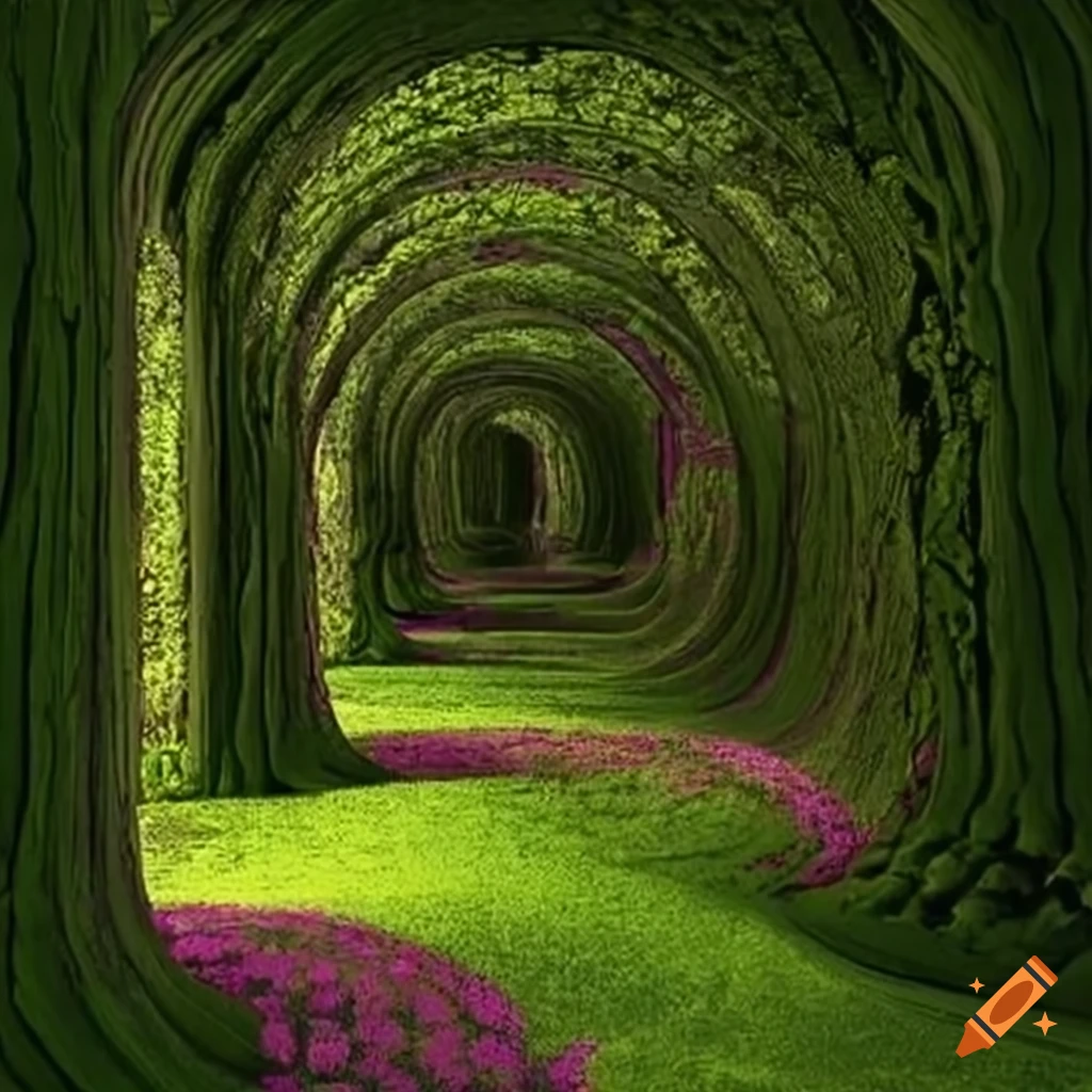 Optical illusion garden artwork on Craiyon