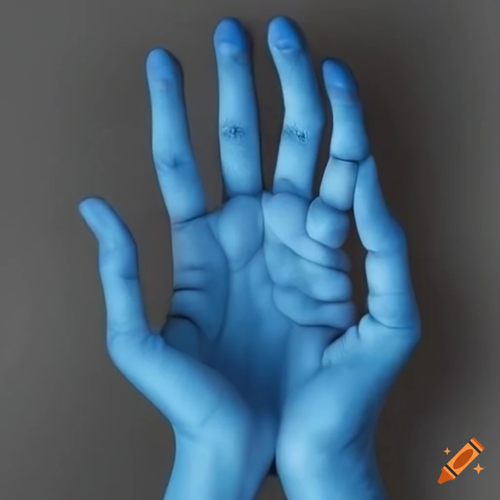 Artistic blue hands on a dark background
