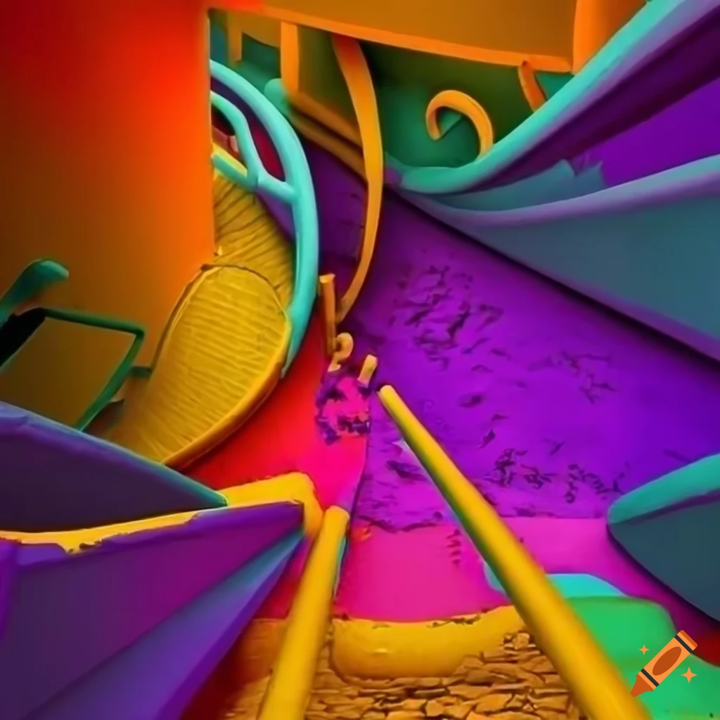 Surrealist playground with vibrant colors and funny textures on Craiyon