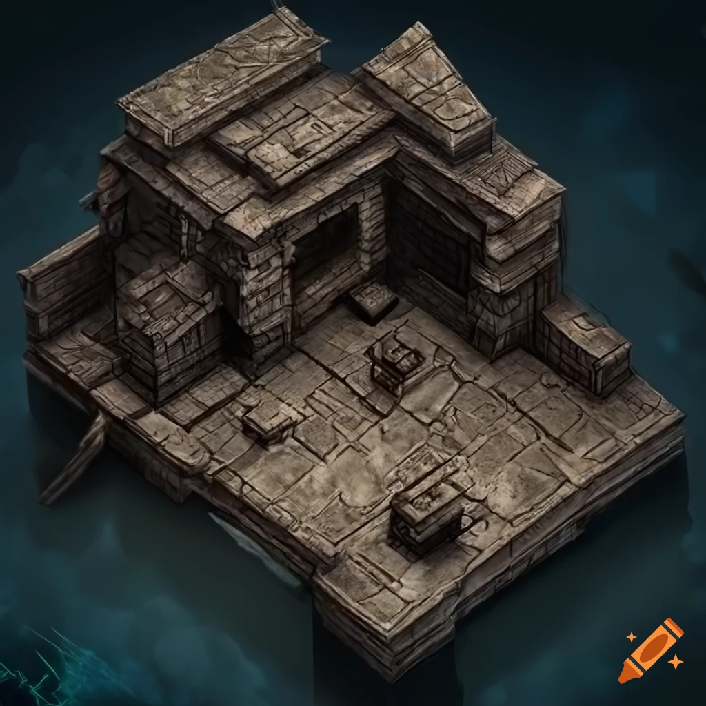 Intricate isometric concept art for RPG game on Craiyon
