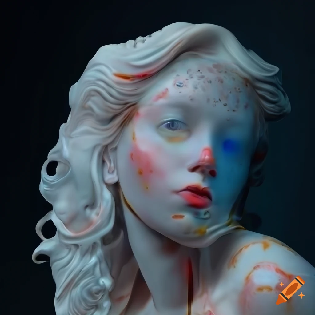 Marble sculptures with vibrant colors and intricate details on Craiyon