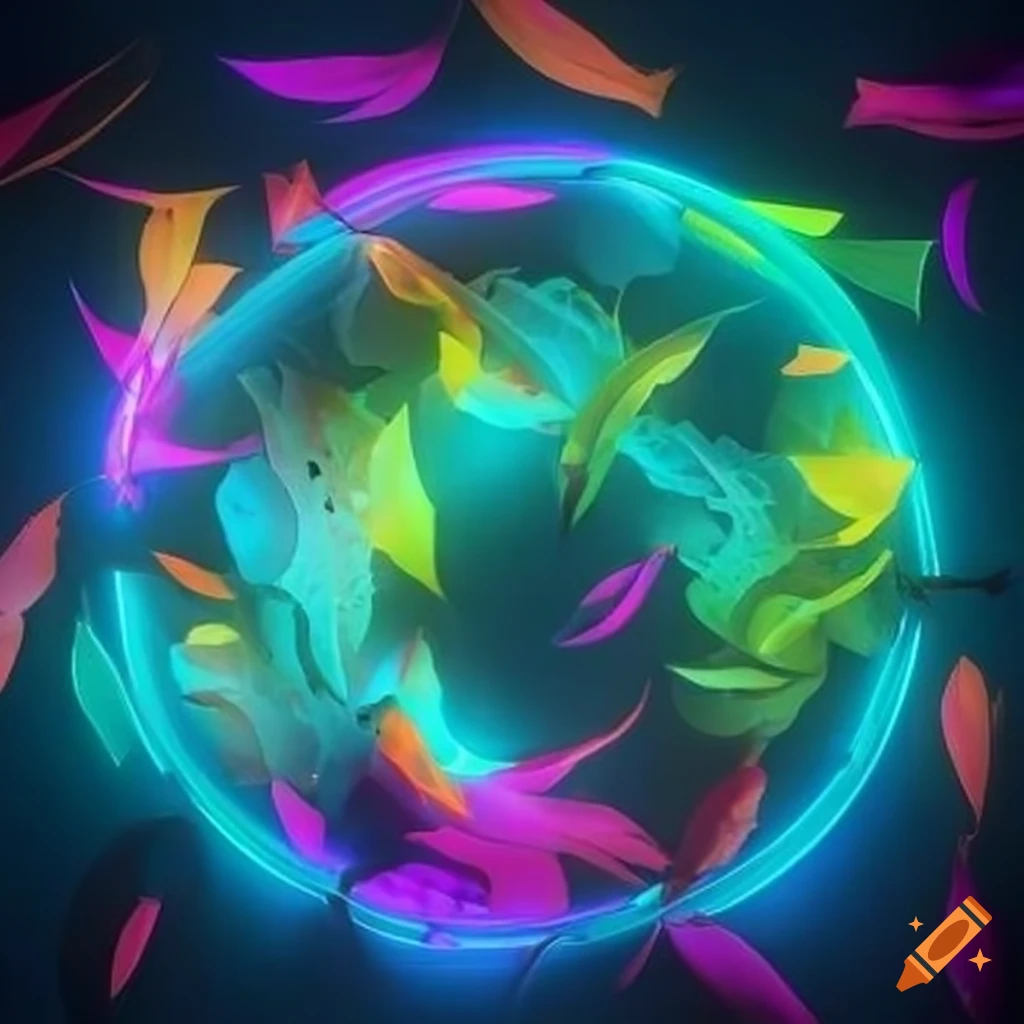 Neon Falling Leaves Wallpaper