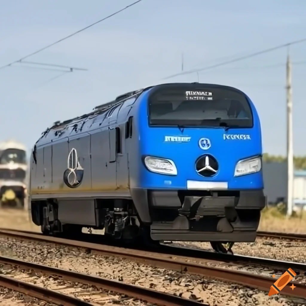 Mercedes GLC locomotive with Mercedes Benz logo on railway tracks on ...