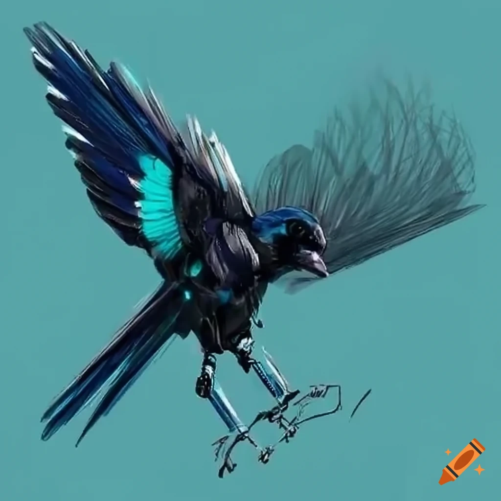 Futuristic robotic magpie on Craiyon