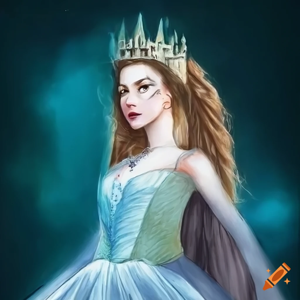 Watercolor painting of a woman as a princess