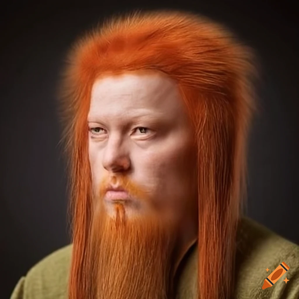 Portrait of an Ancient North Eurasian with red hair and green eyes on ...