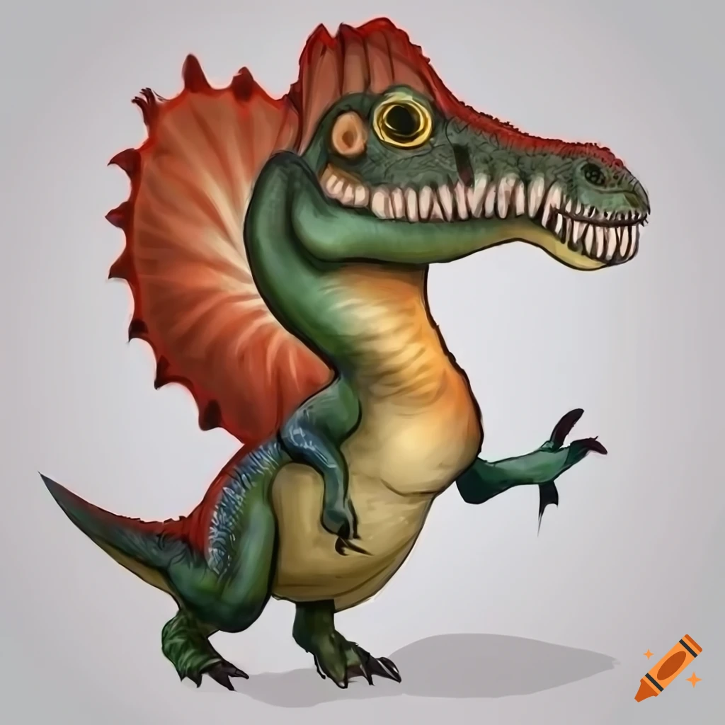 Cute and realistic caricature of a spinosaurus on Craiyon
