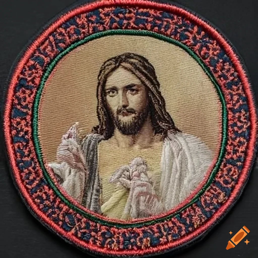 Embroidered patches of jesus christ on Craiyon