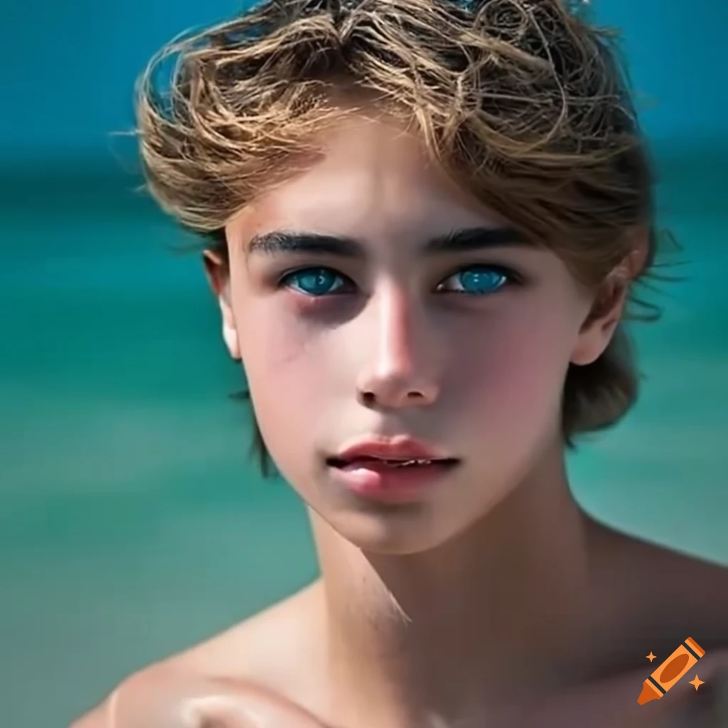 Immagine di un ragazzo giovane in spiaggia on Craiyon