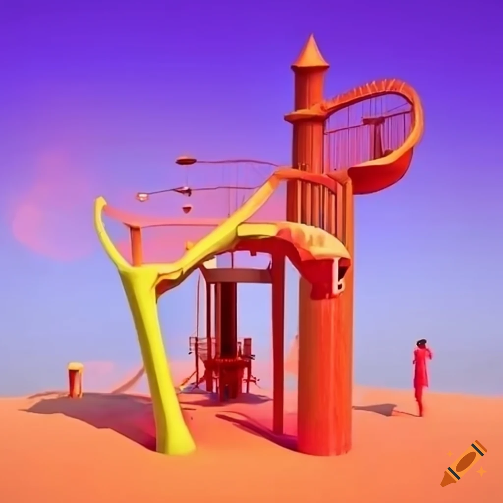 Surrealist playground with vibrant colors