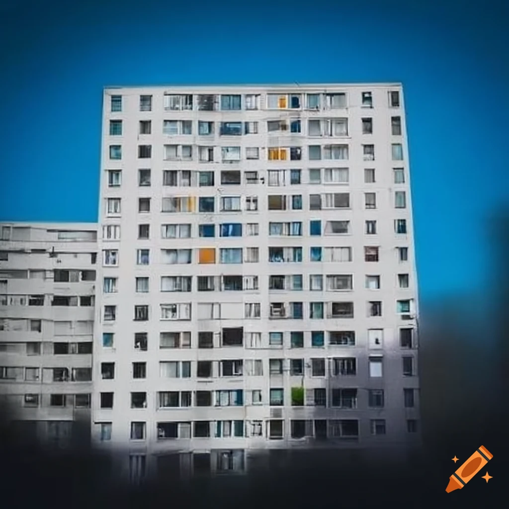 Front view of a white modern block of flats