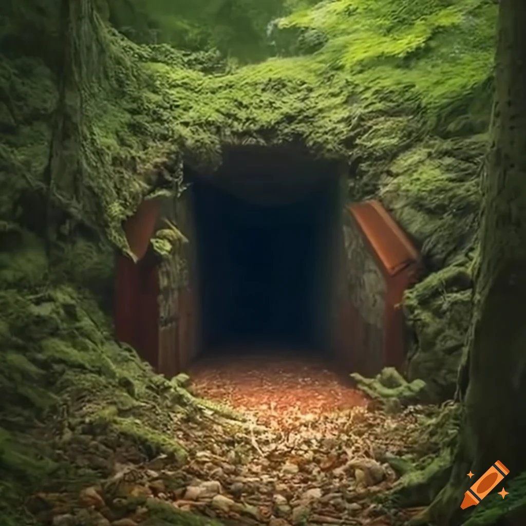 Hidden underground bunker in the woods
