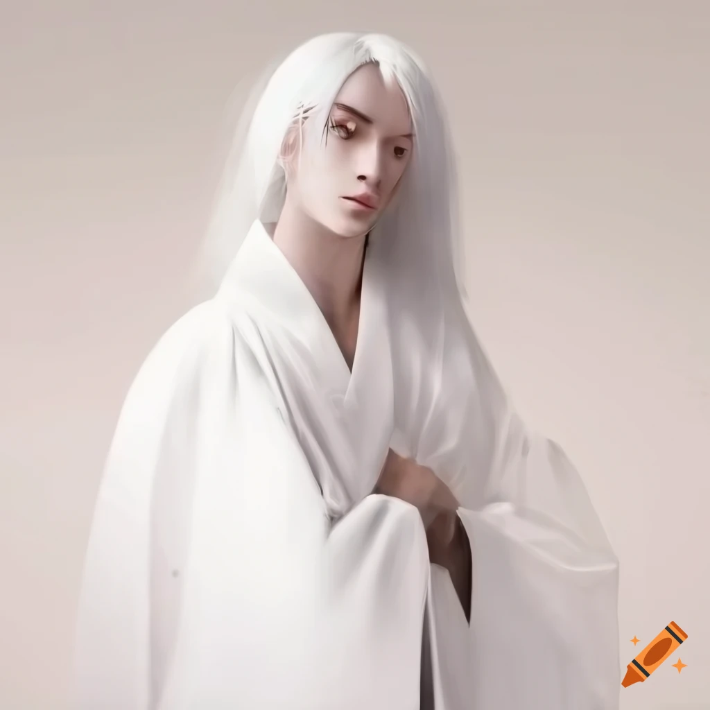 Stylish asian man in white and blue hanfu clothing on Craiyon