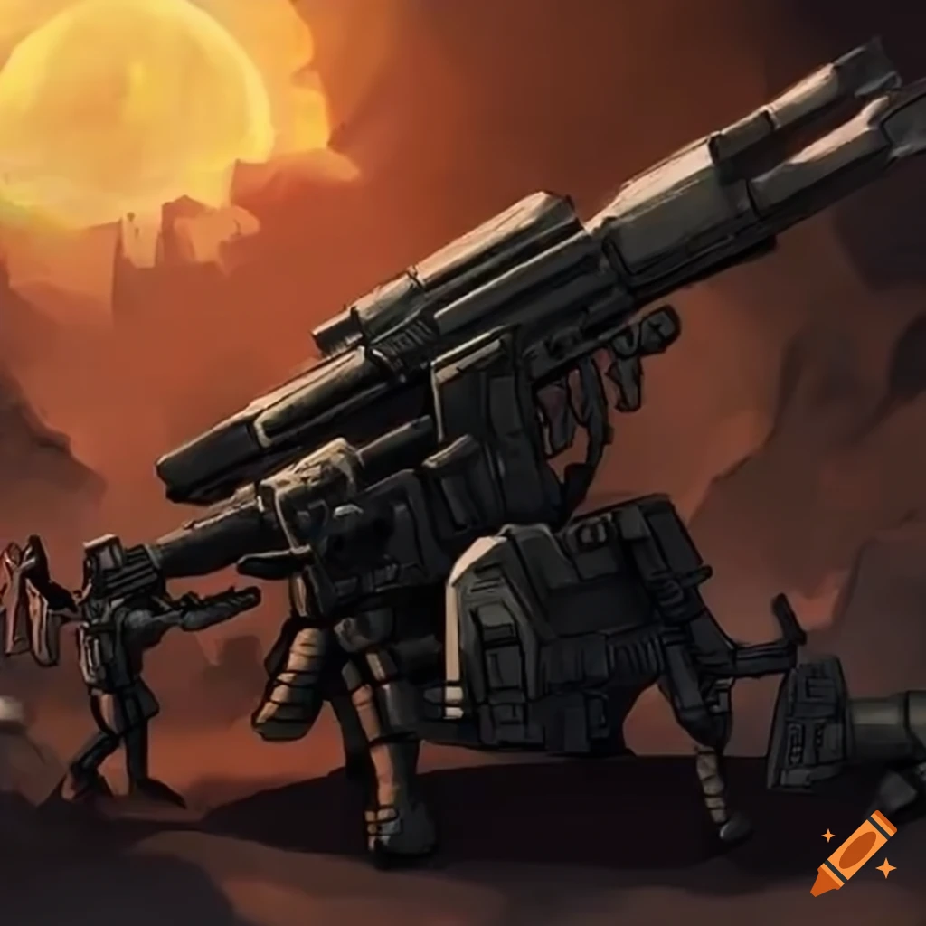 Futuristic artillery in anime style on Craiyon