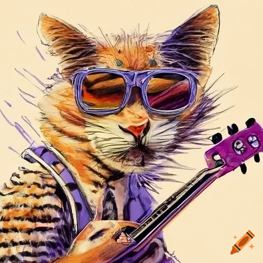 Retro-style poster of cats in a band on Craiyon