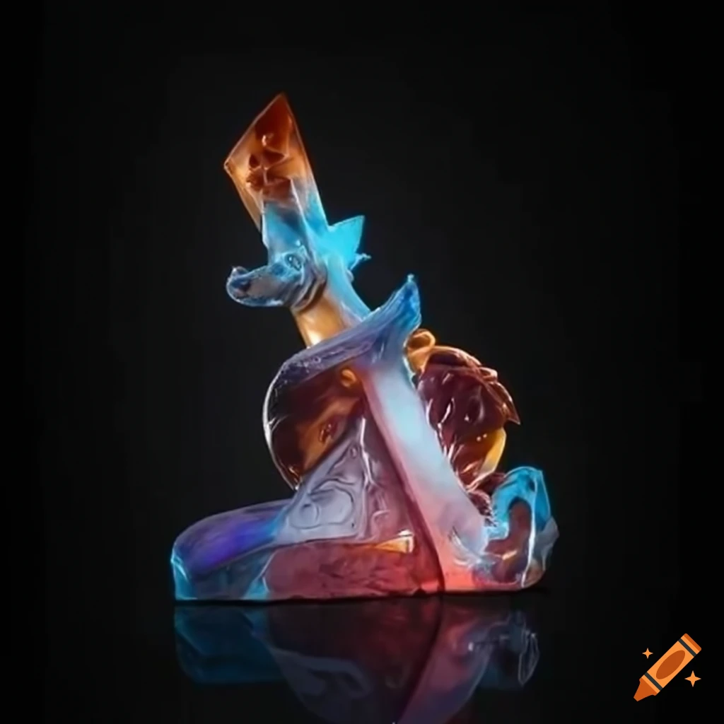 Glass carving of zelda gaming elements on Craiyon