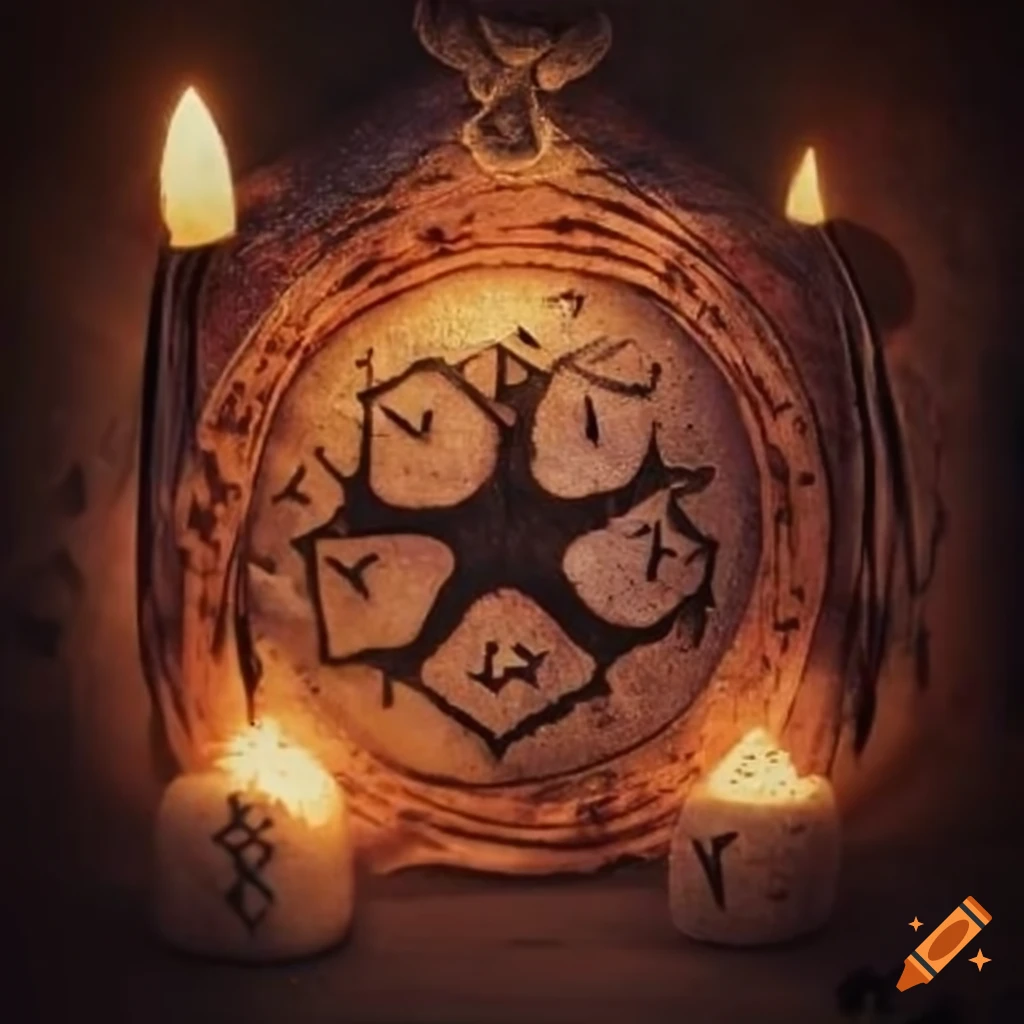 Image of magical runes in a snow-covered forest