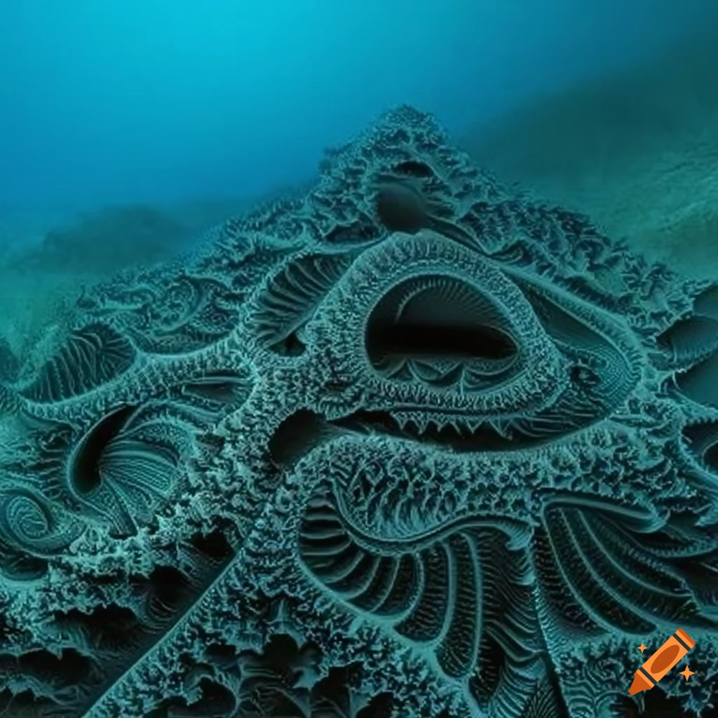 Fractal patterns on a beach on Craiyon