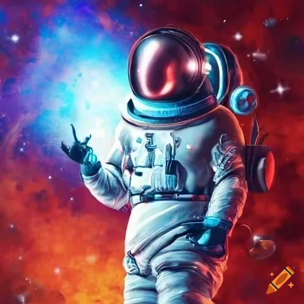 Colorful cosmic explosion with an astronaut on Craiyon