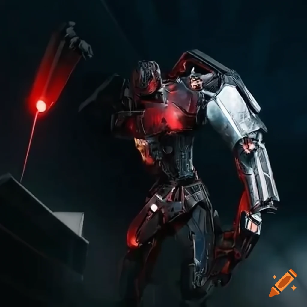 Giant robot causing destruction in a city on Craiyon