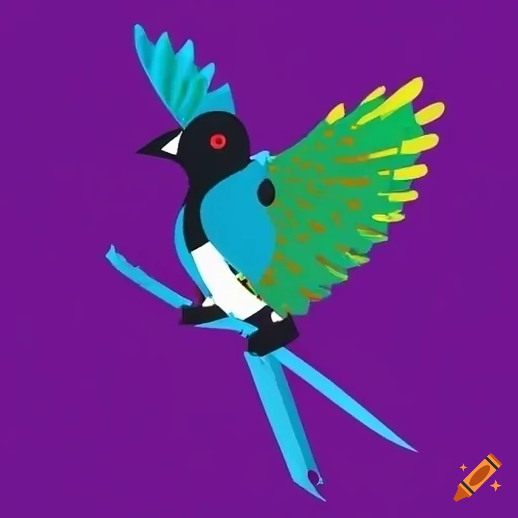 Colorful robotic magpie in futuristic style on Craiyon
