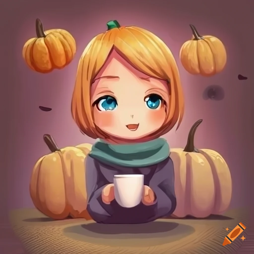 Chibi girl enjoying coffee on a cozy sofa on Craiyon