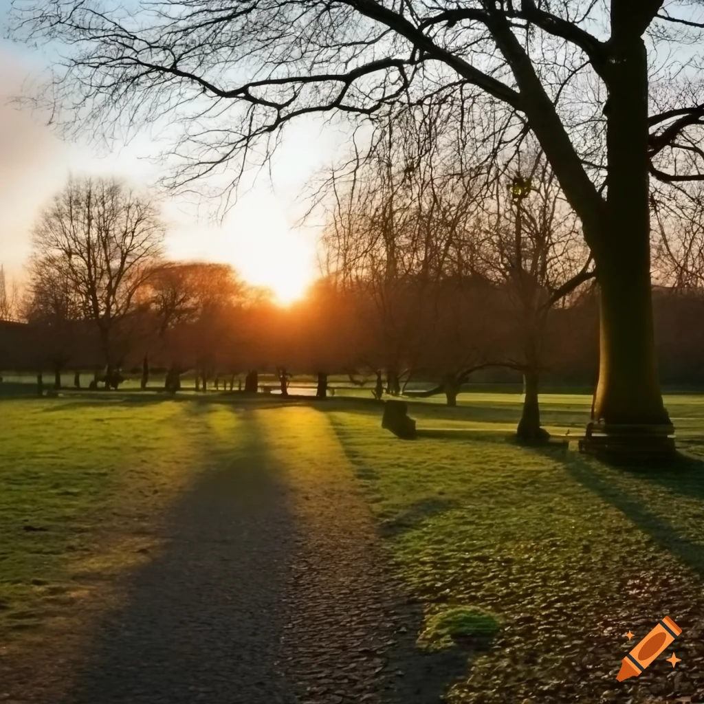 Sunset at knighton park in leicester, england
