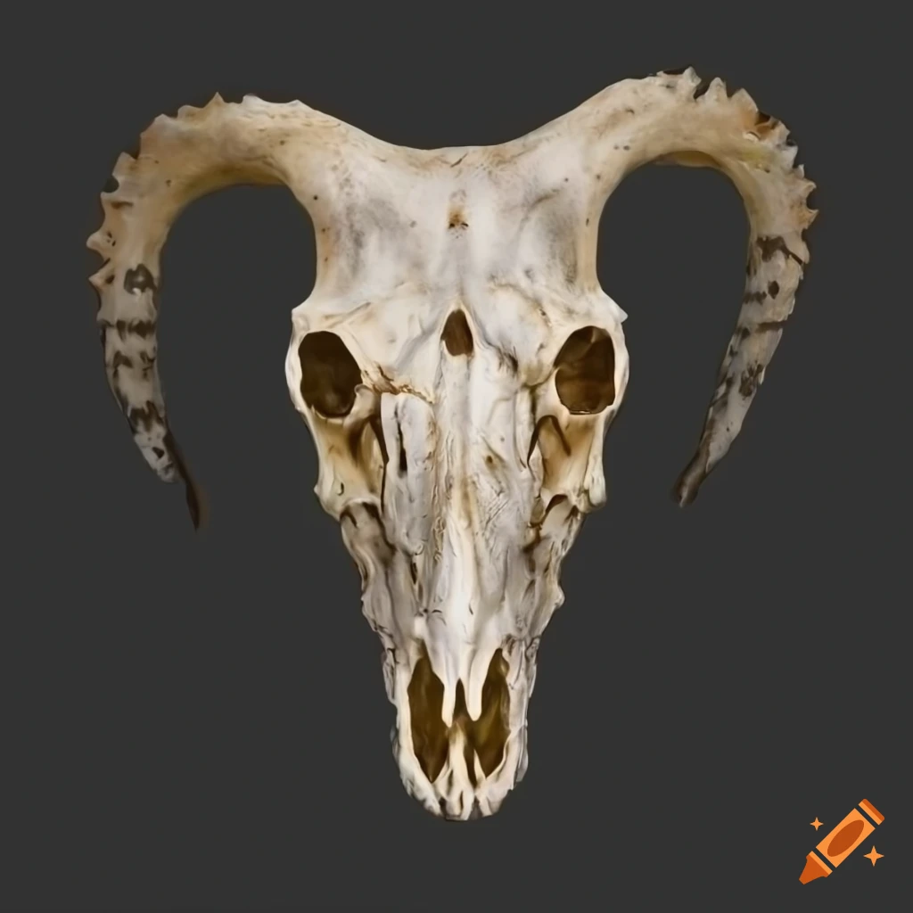 Detailed animal skull isolated on white background