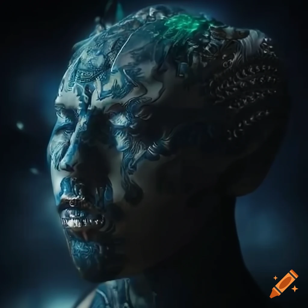 1980s epic counterculture cosmic biomechanoid in dark futurist science ...