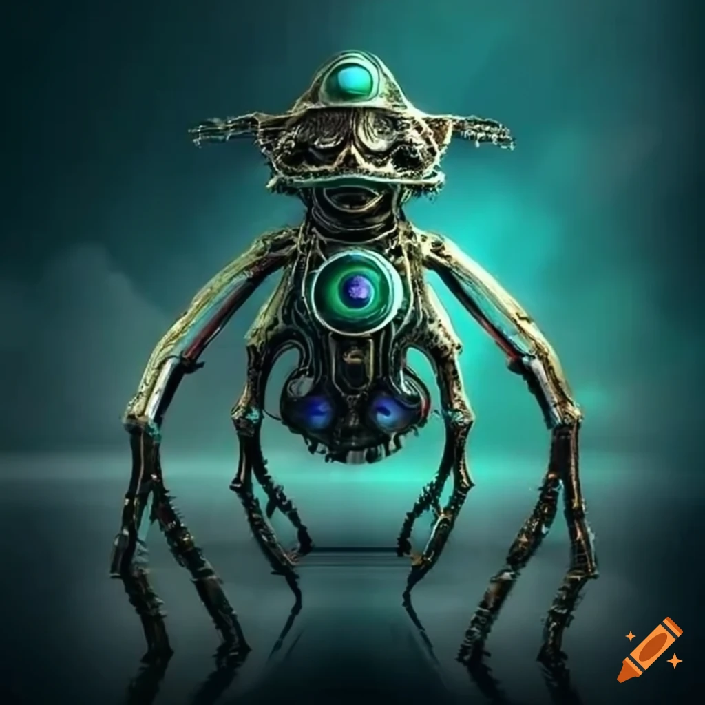 Surreal image of alien machines and spaceship on Craiyon