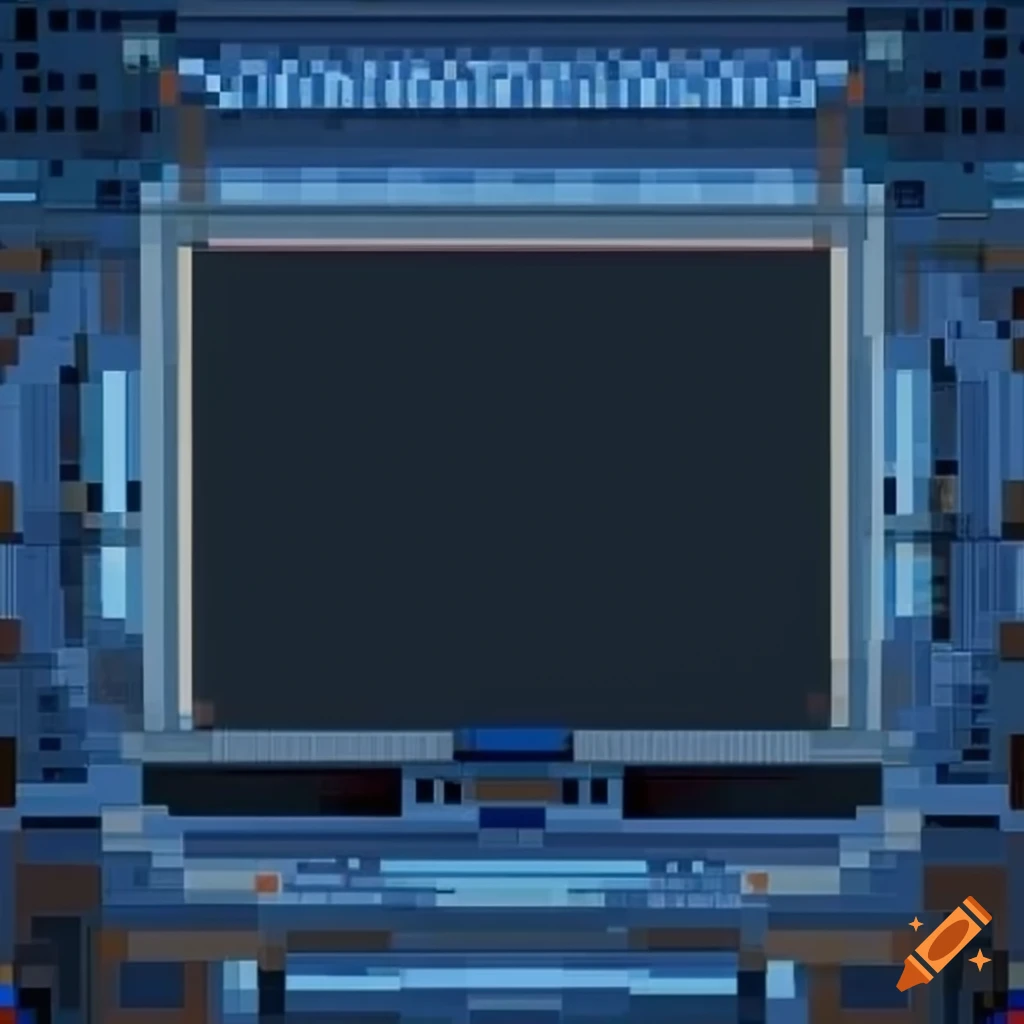 Sci-fi pixel art of industrial-style LCD screen with flickering lights ...