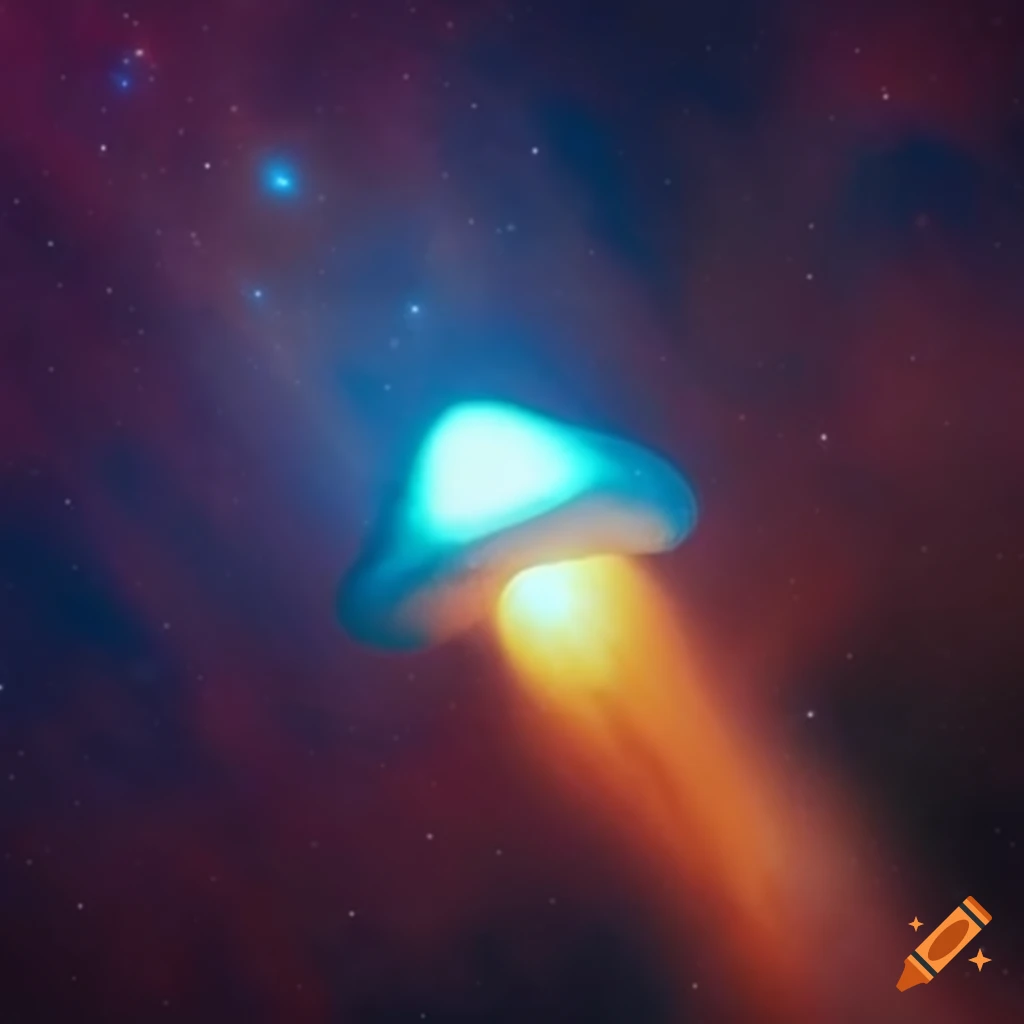 Comet with mushroom-like shape in space