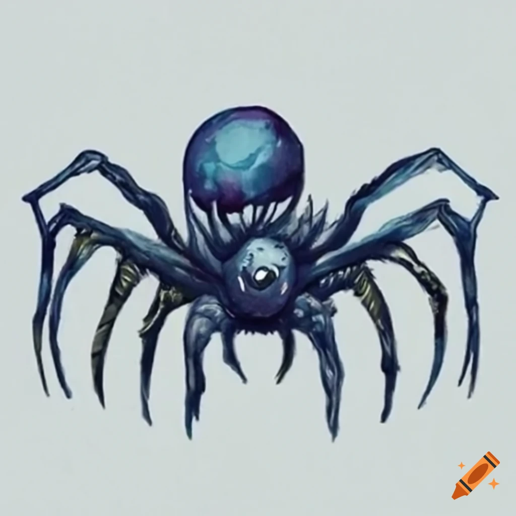 Watercolor of a spider monster