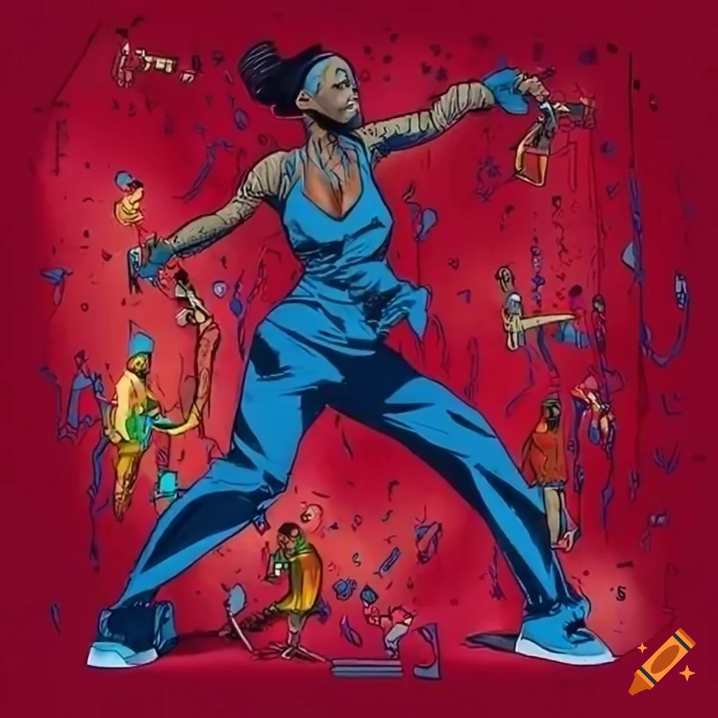 Comic-style artwork of a hip hop dance battle
