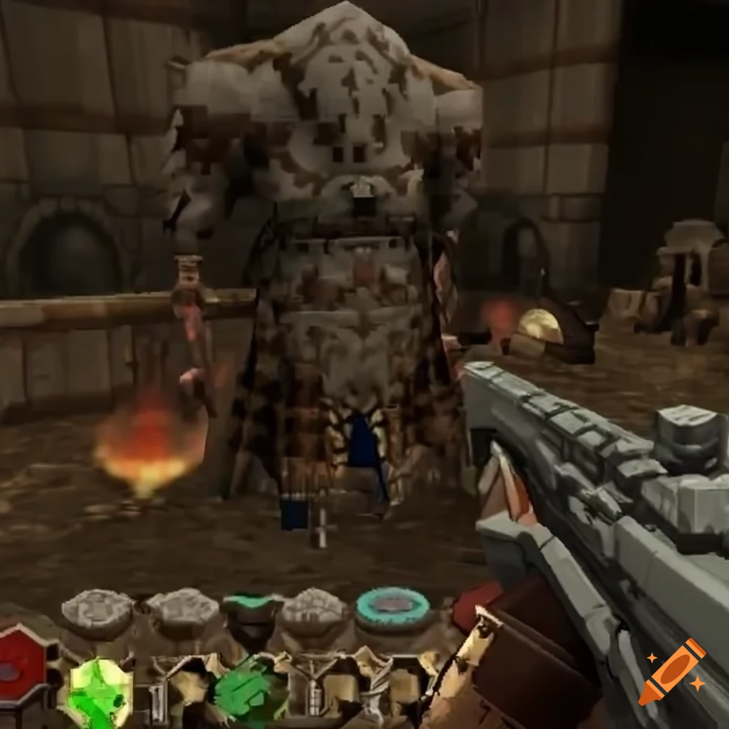 Screenshot of a knight fighting a swamp monster in a ps1 style on Craiyon