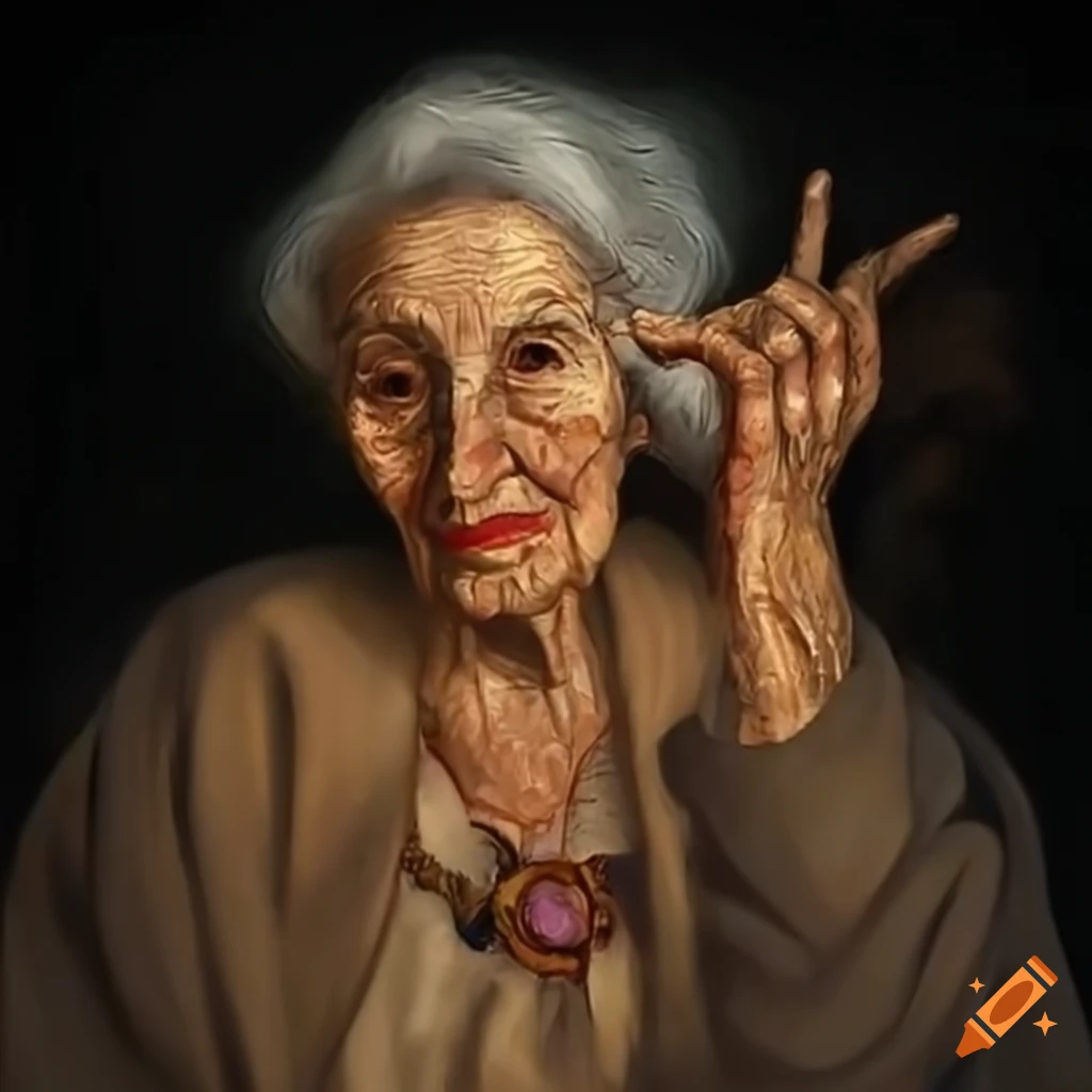 Portrait of a mysterious elderly woman on Craiyon