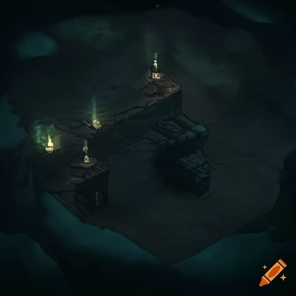 Intricate modular isometric concept art of a game location on Craiyon