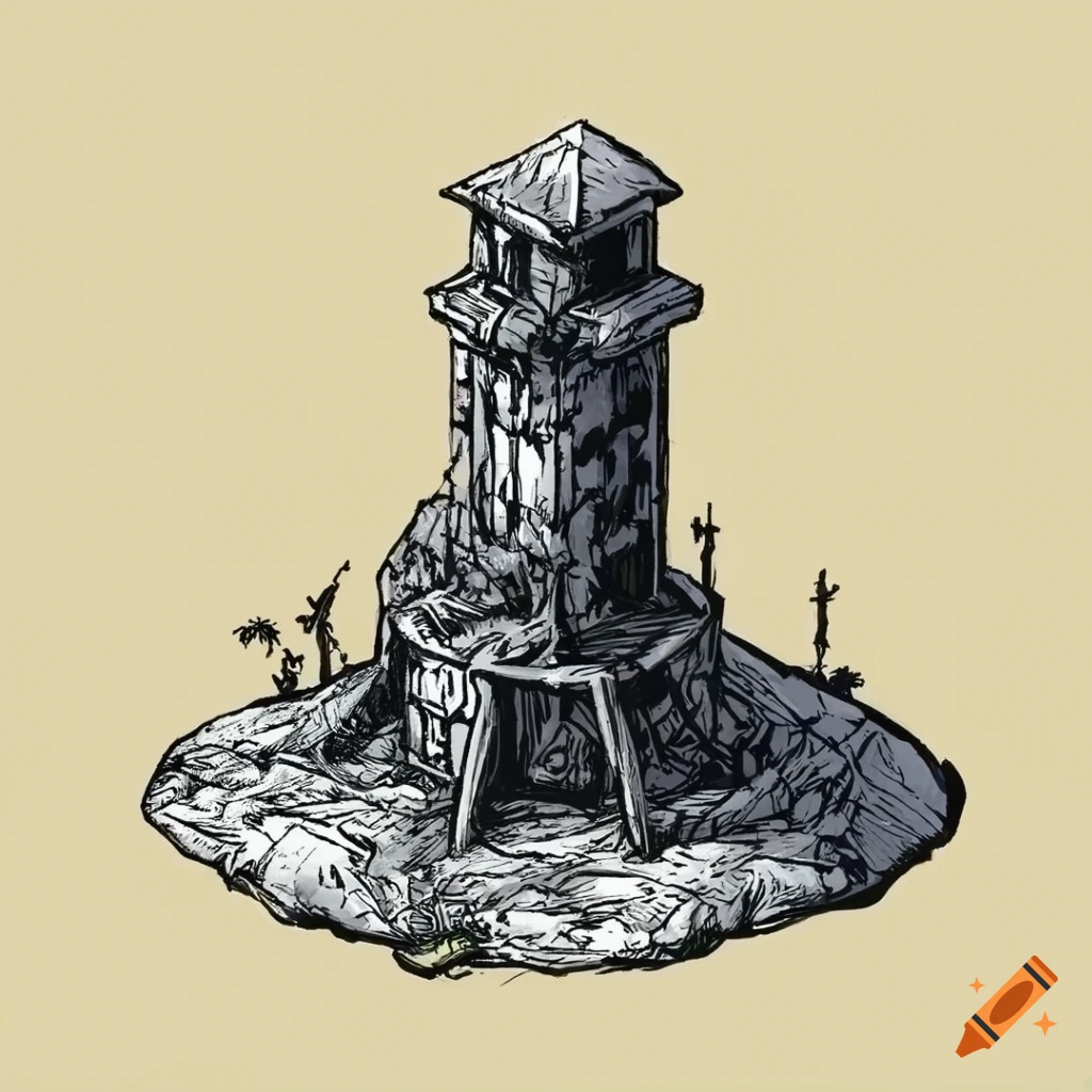 Icon of an old watchtower rpg map on Craiyon