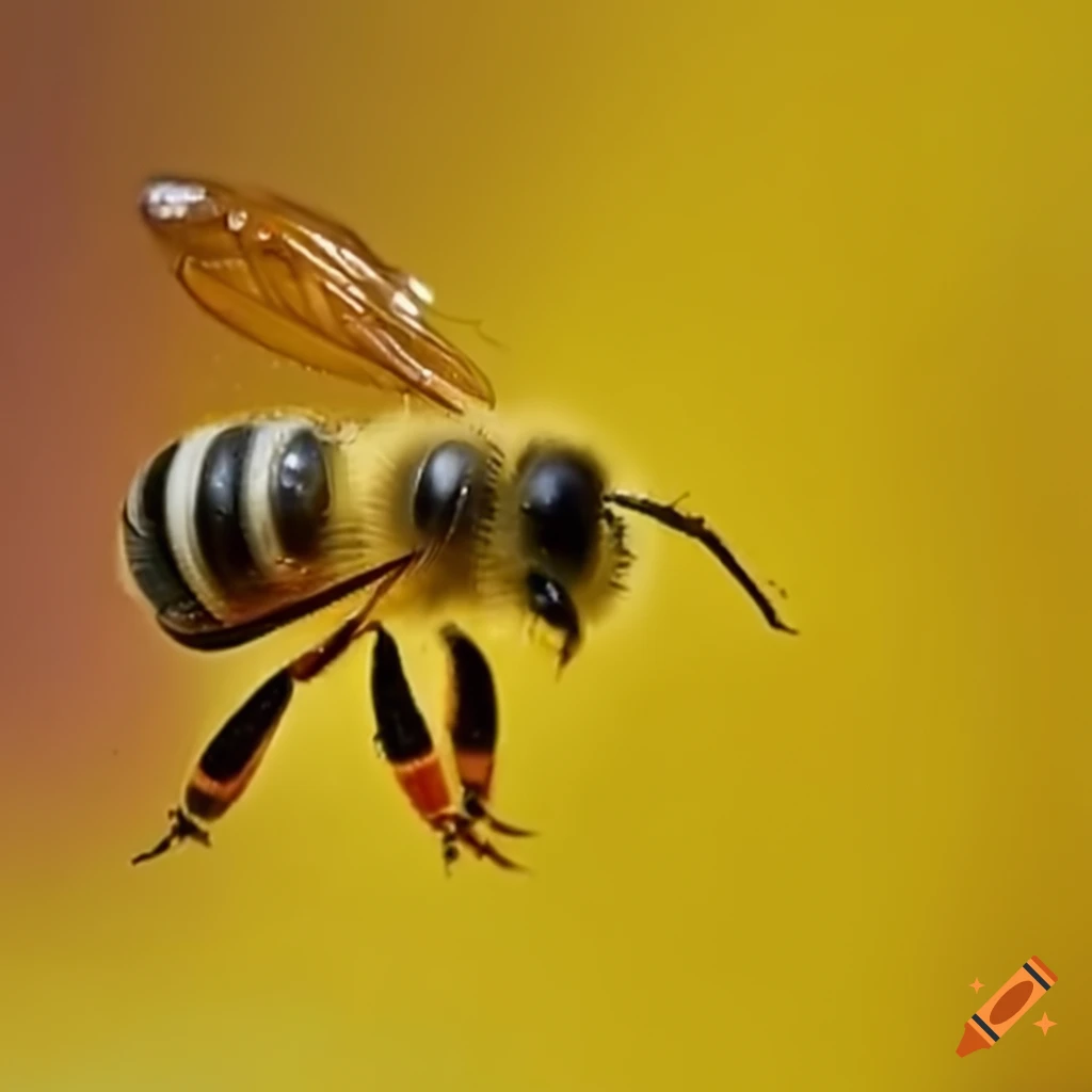 Close-up of a honey bee with a swirl pattern on its abdomen on Craiyon