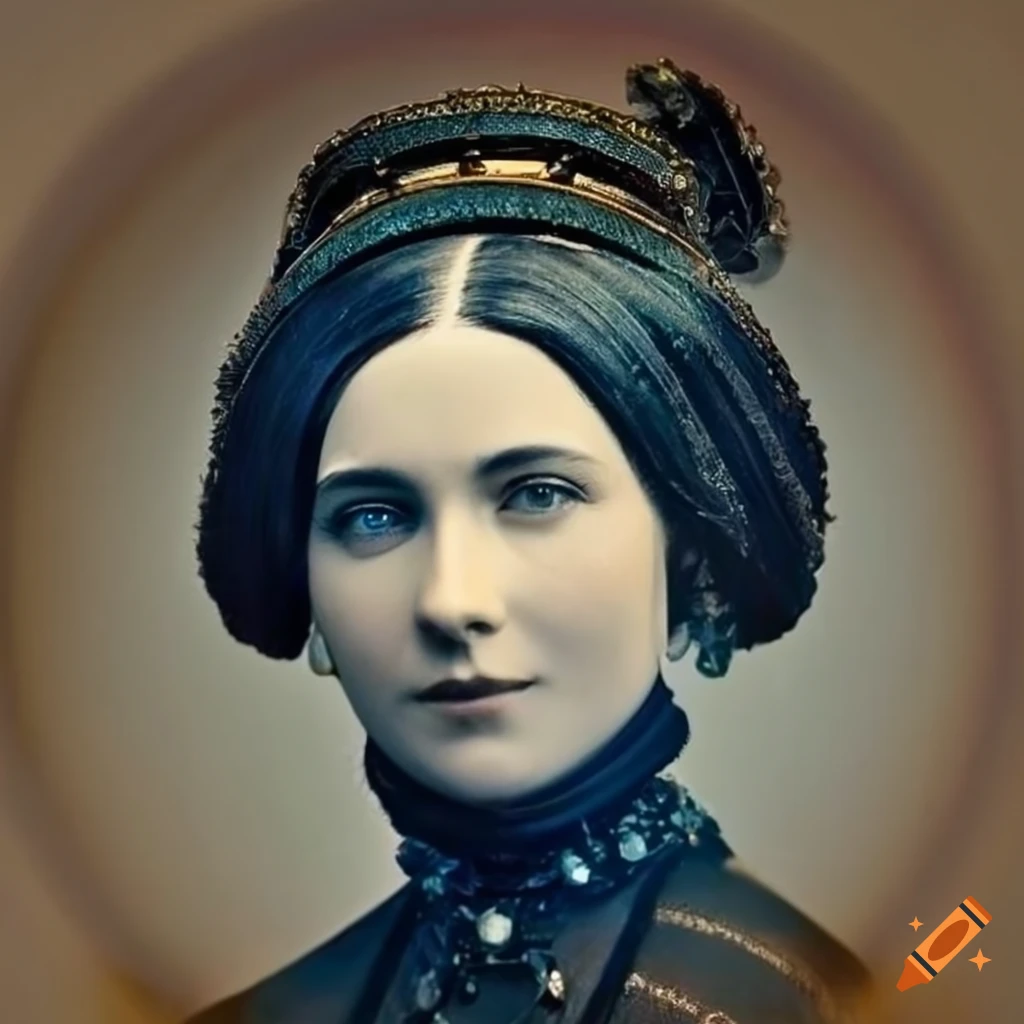 Sophisticated woman with a silent cinema star aspect in daguerreotype ...