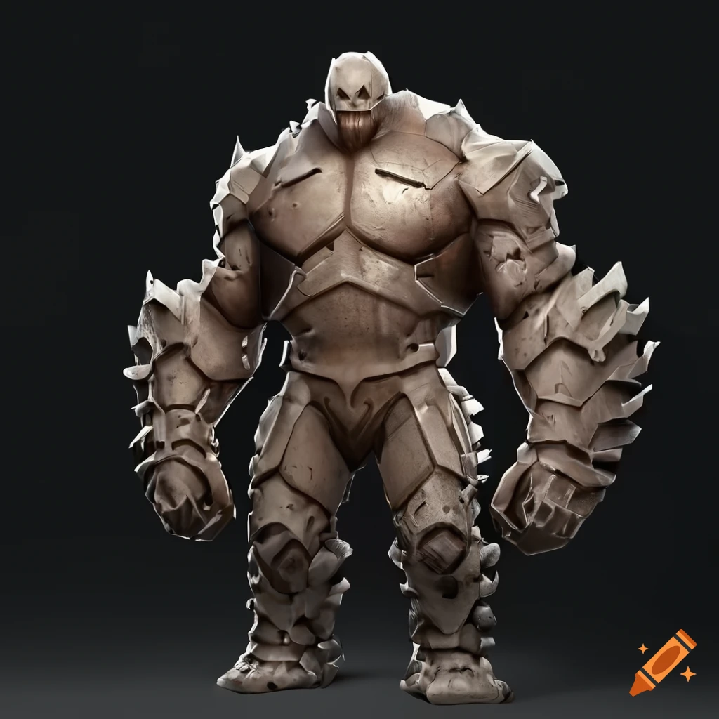 Realistic 3d rendering of an armored golem on Craiyon