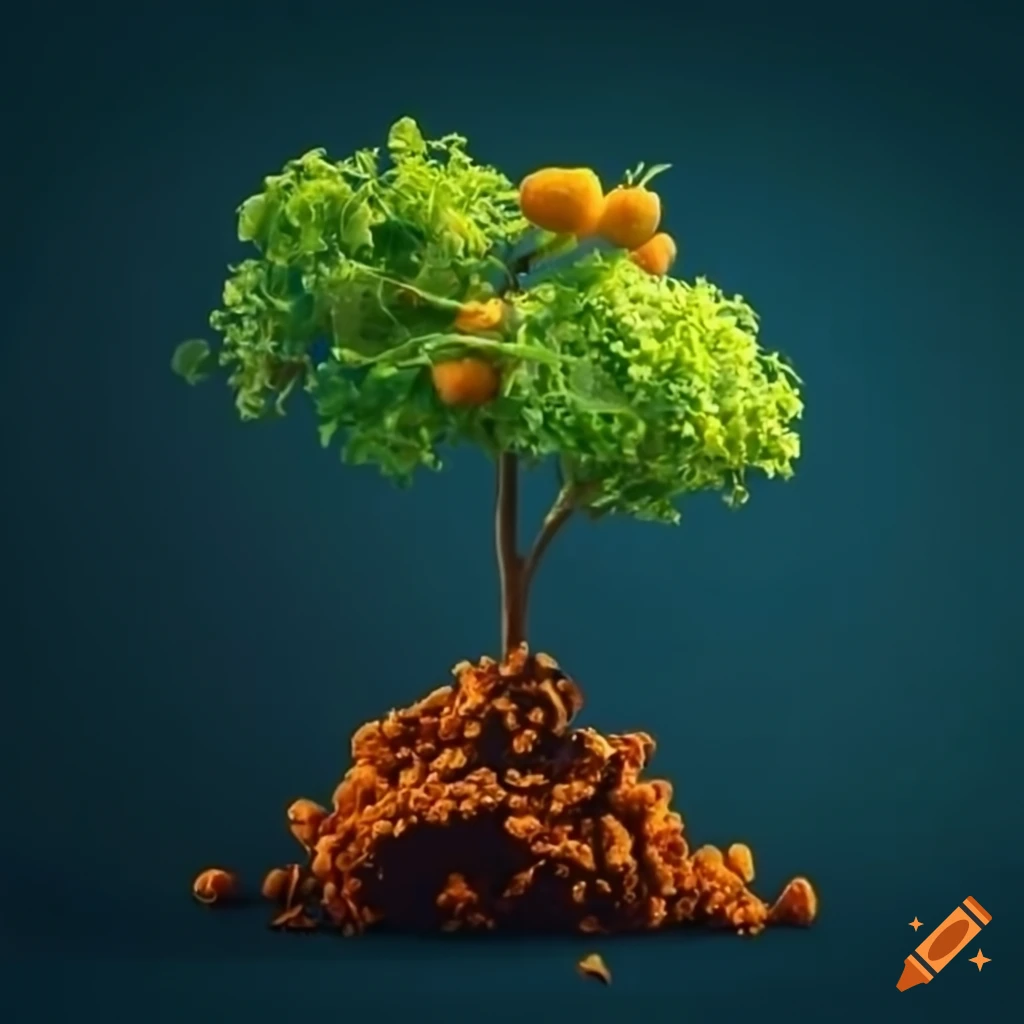 Small orange tree sprouting on Craiyon