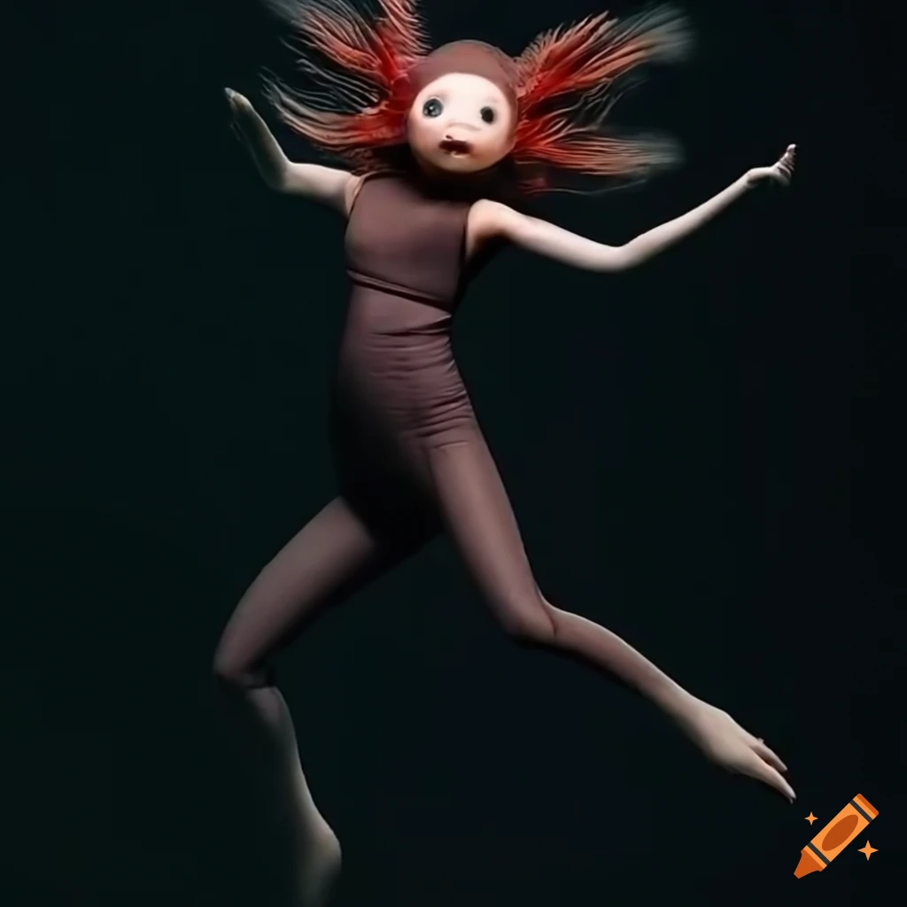 Purple and black humanoid axolotl on Craiyon