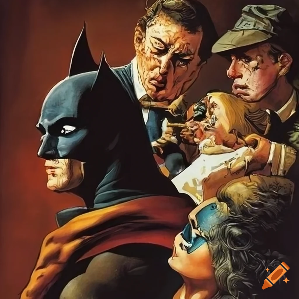 Bayne versus batman artwork by norman rockwell