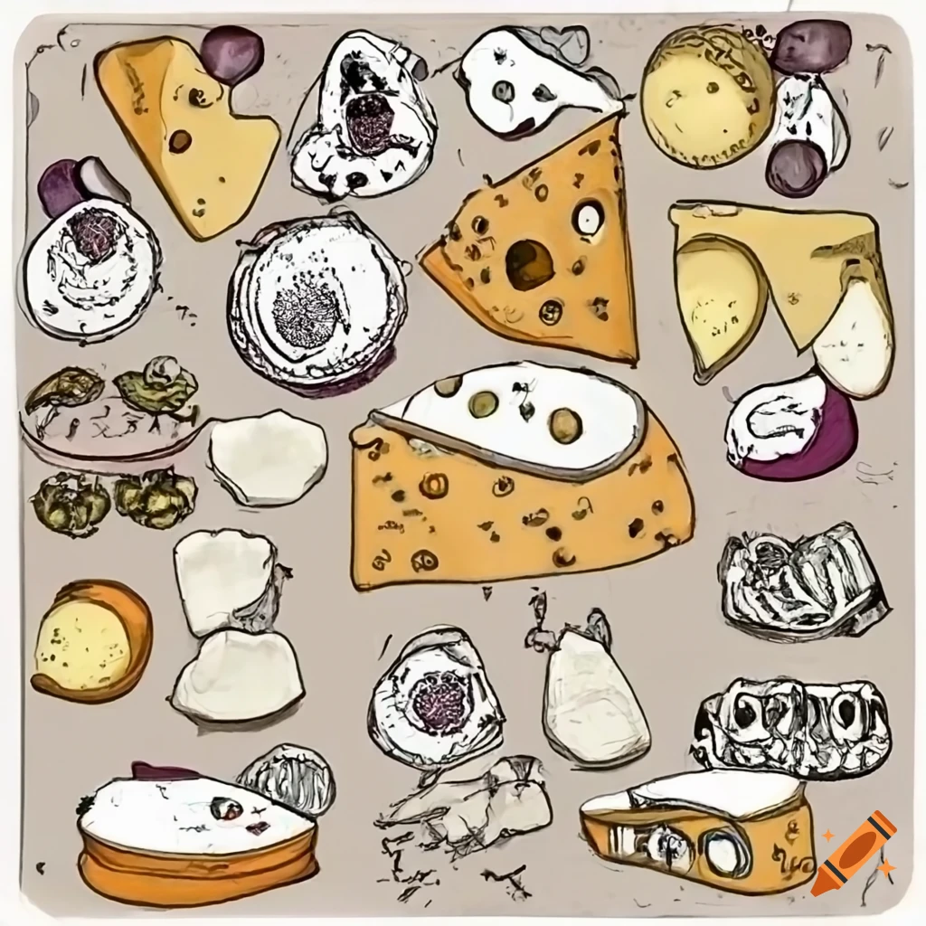 Creative mind map of various types of cheese on Craiyon
