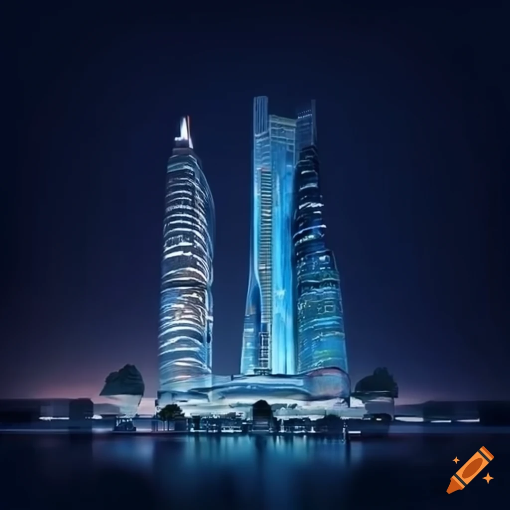 Futuristic cityscape of india at night on Craiyon