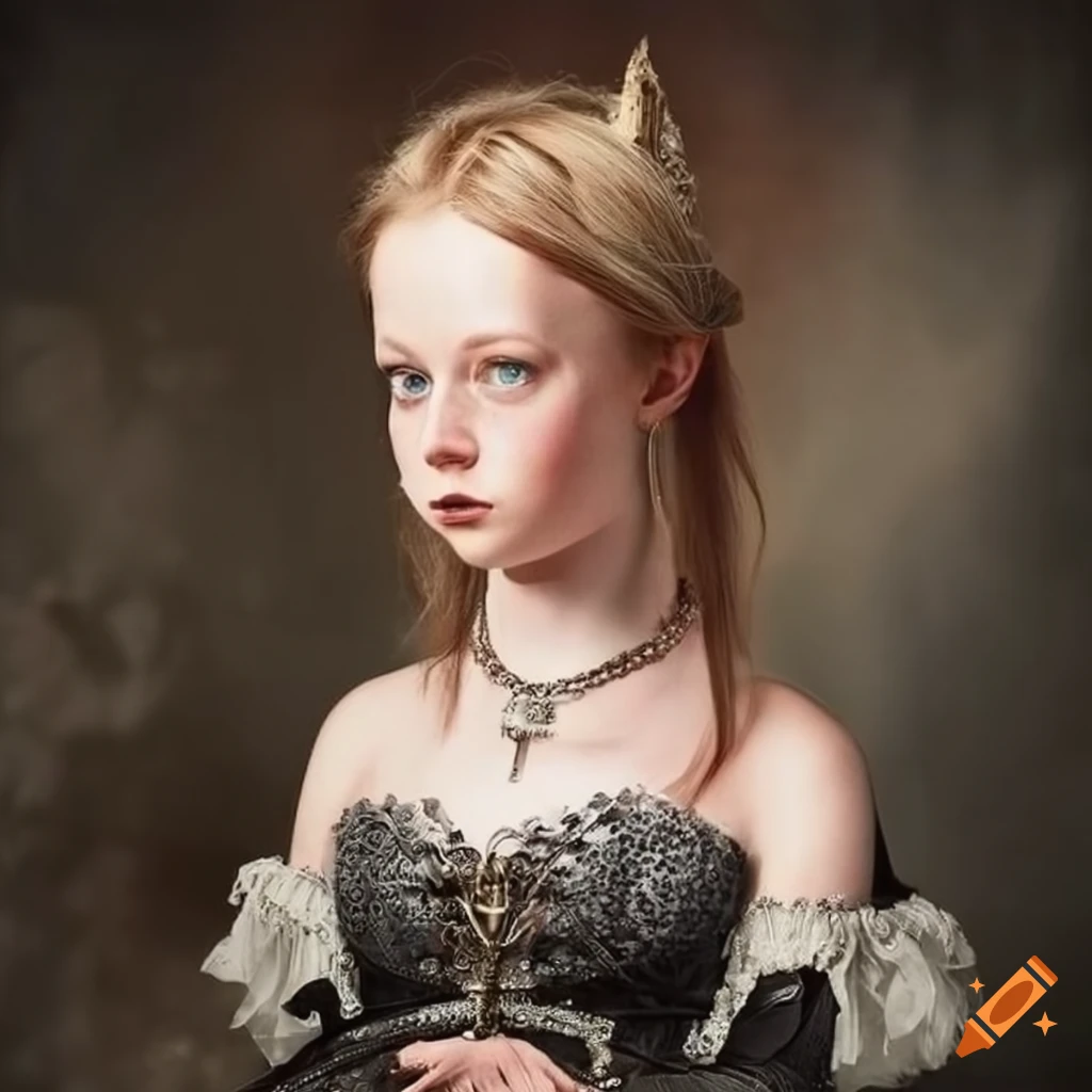 Portrait of a young gothic woman from medieval times on Craiyon