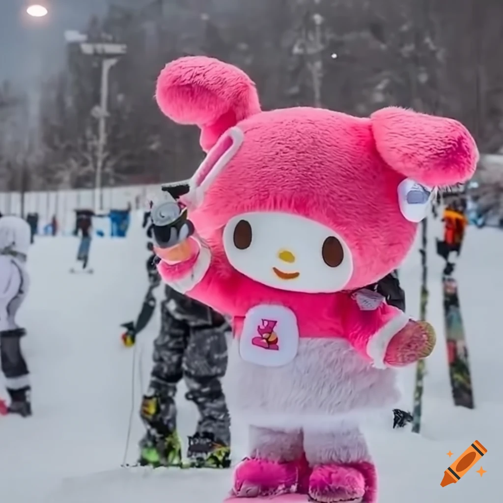 My melody mascot snowboarding in winter x games