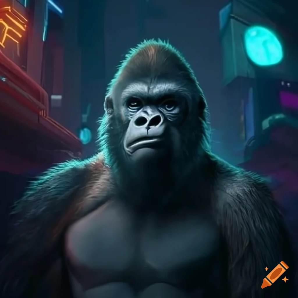 Pixel art of a gorilla in a forest on Craiyon